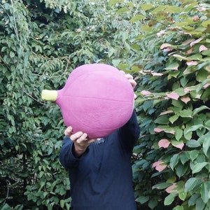 Semi-flat Fig Pillow, Fleece Fig Cushion, Magenta Fig, 3D Plush Fruit ...