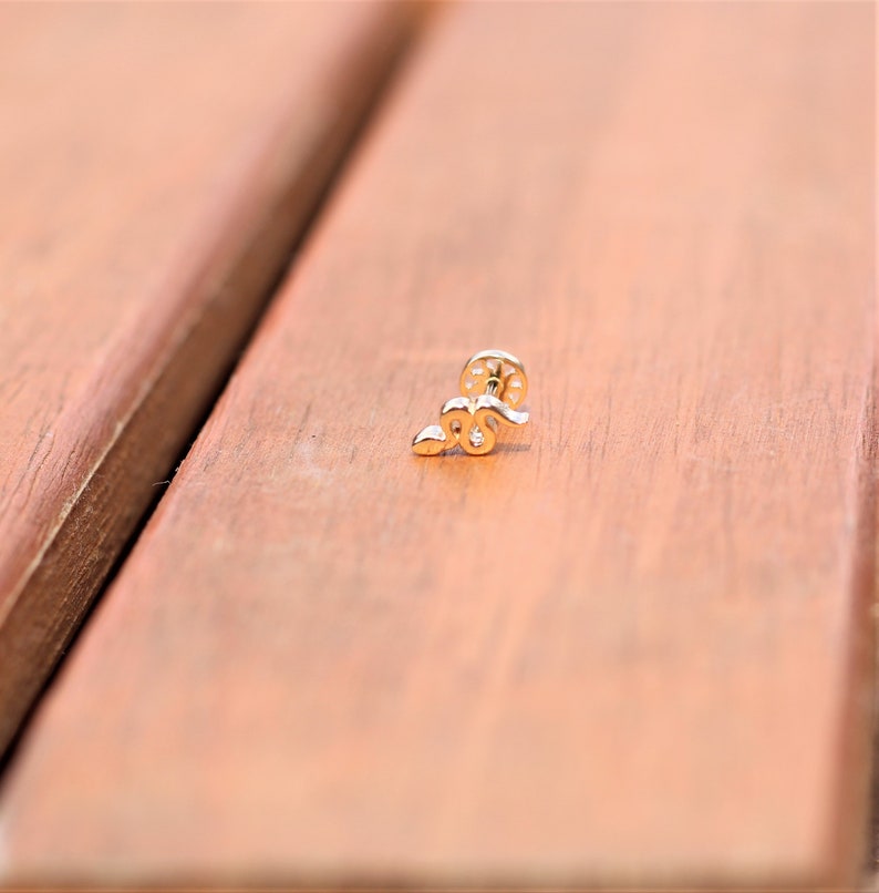 Dainty 14k Solid Gold Delicate Snake Figure Screwback Ear - Etsy