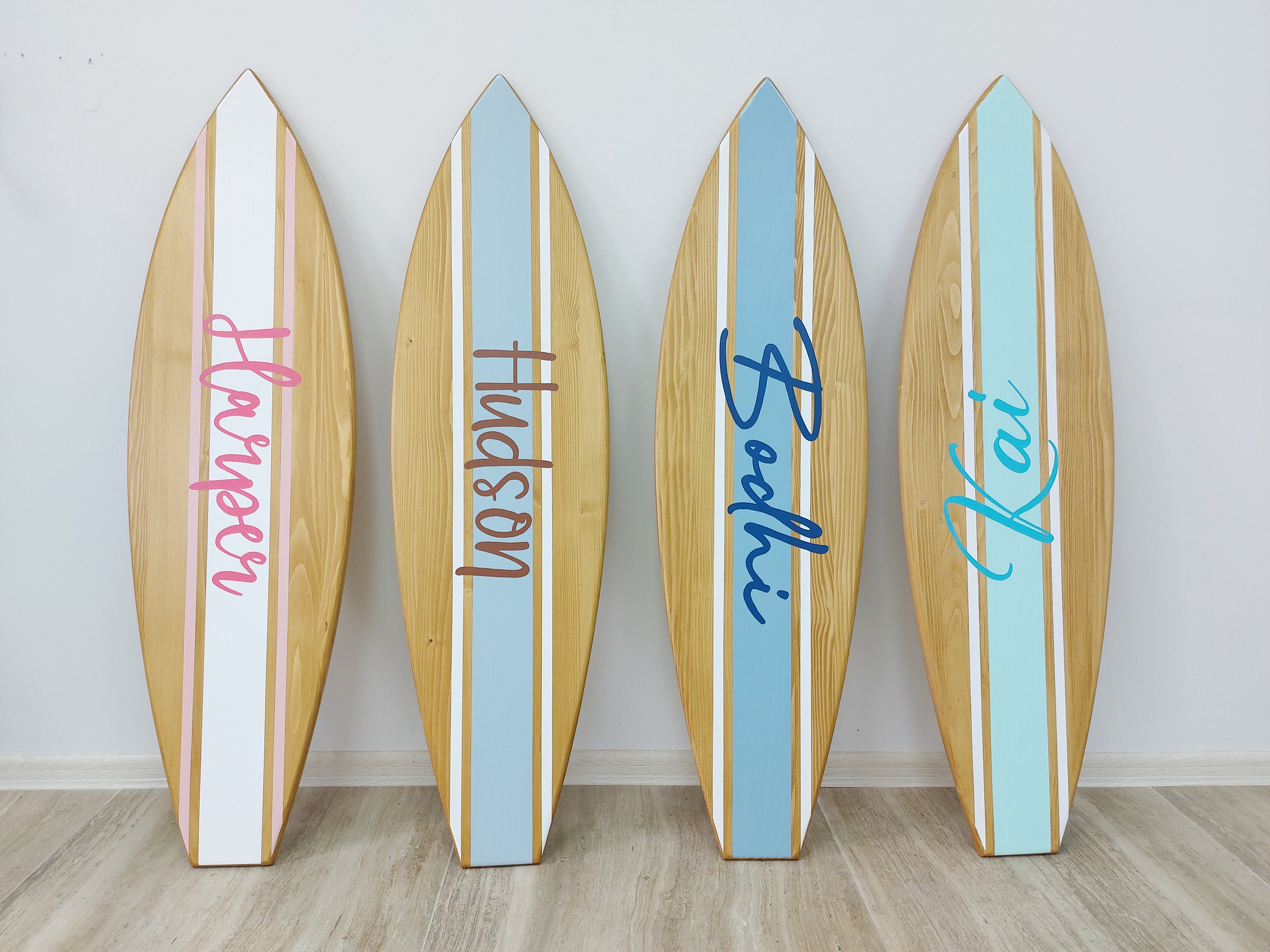 Personalized Wooden Surfboard Name Sign – Coastal Nursery Decor - Wall ...