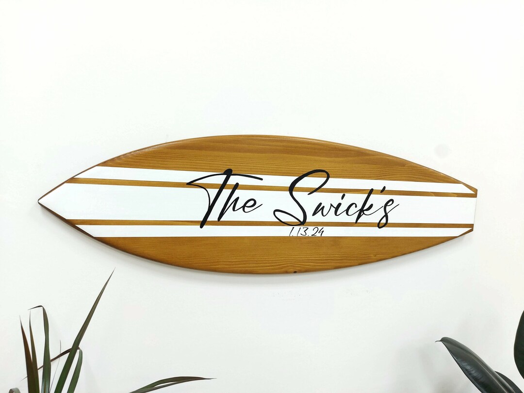 Surfboard Guest Book Wooden Wedding Sign Alternative Personalized Beach ...