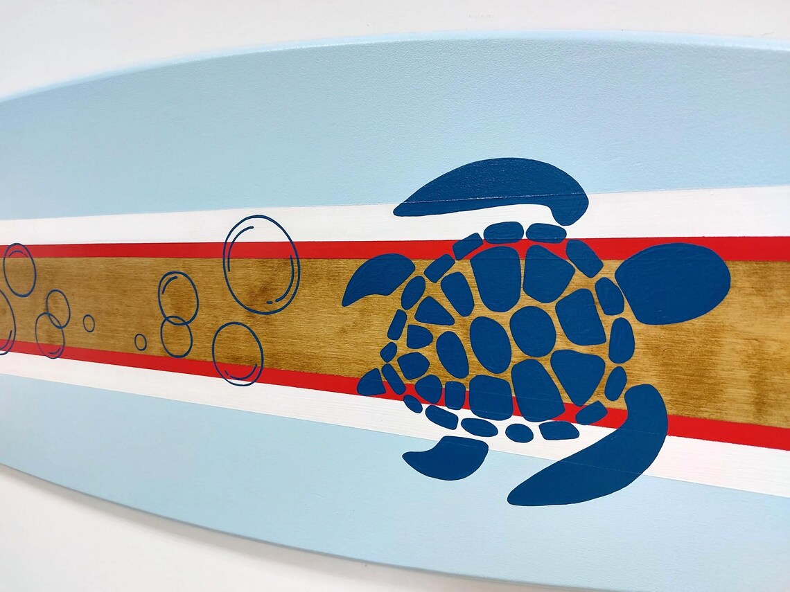Surfboard Wall Art Decor With Sea Turtles Surf Sign Hawaiian Decor ...