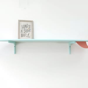 Wood Surfboard Shelf Mint Coral Beach Themed Decor Tabletop - Etsy
