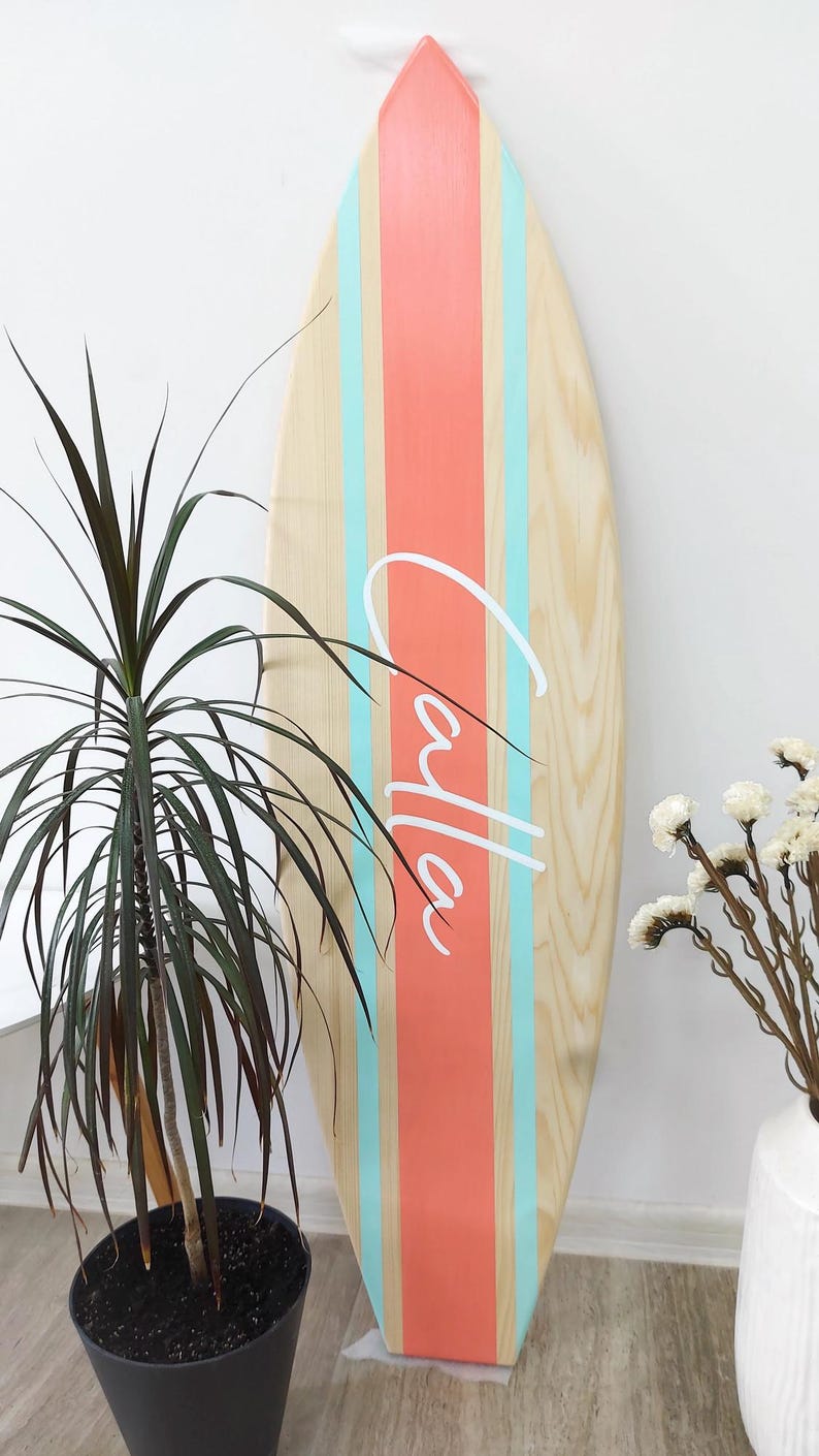 Custom Girl Name Sign - Wood Surfboard Wall Art - Above Crib Sign ...