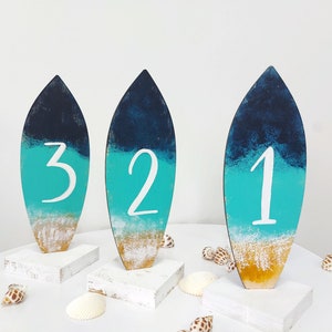 Table Numbers for Beach Wedding in Surfboard Shape Ocean Inspired ...