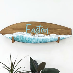 Personalized Surfboard Name Sign With Waves Wood Surfboard Wall Art ...