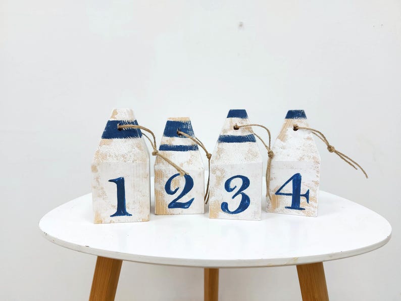 Nautical Wooden Table Numbers - Lobster Buoys - Coastal Centerpieces ...