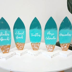 Table Numbers for Beach Wedding in Surfboard Shape Ocean Inspired ...