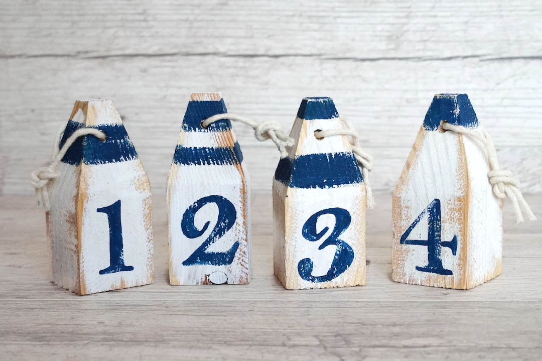 Nautical Wooden Table Numbers - Lobster Buoys - Coastal Centerpieces ...