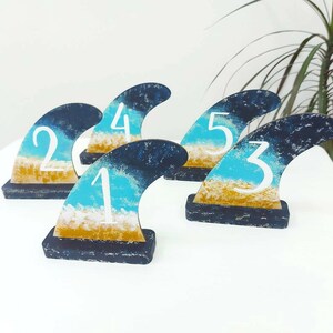 Beach Themed Table Numbers for Wedding Surfboard Fin Ocean Inspired ...
