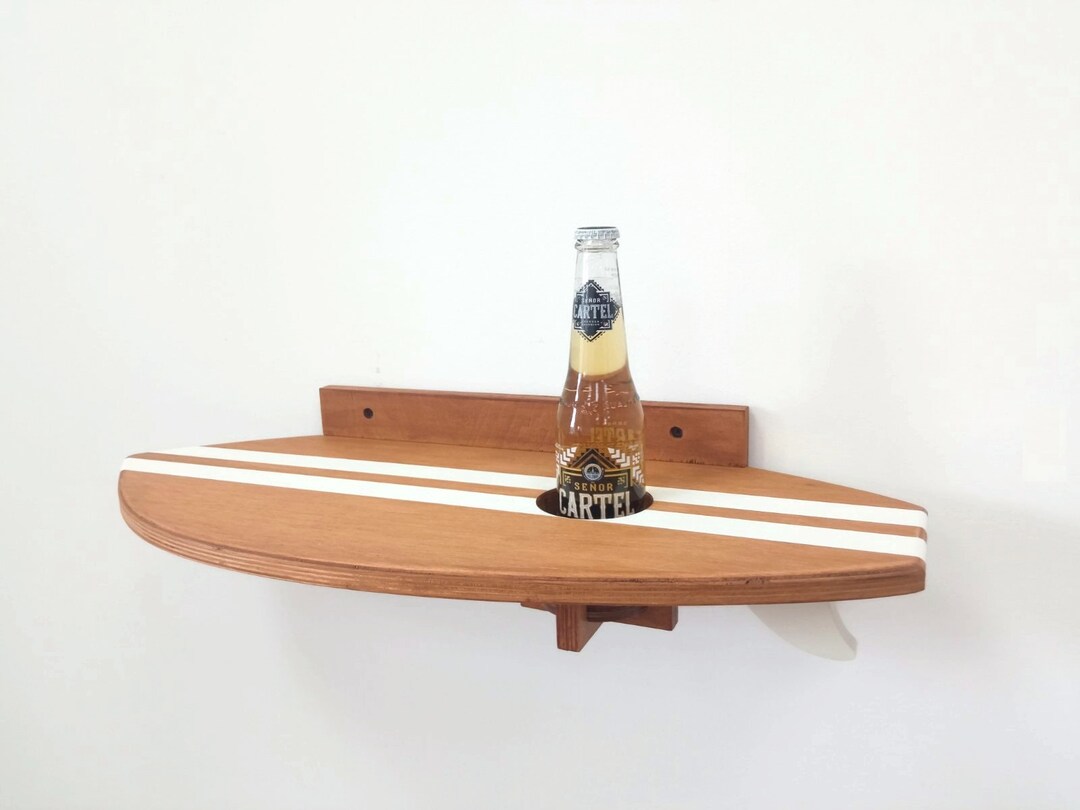 Surfboard Shelf Wiер Beer Stand Shelf With Beer or Glass Holder Beachy ...