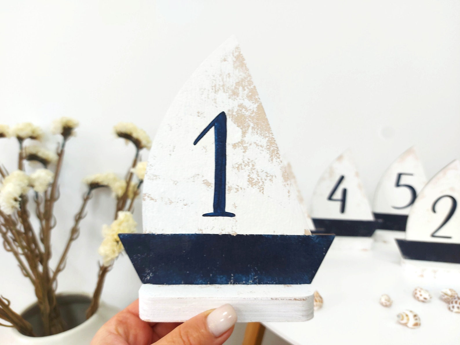 Table Numbers Wedding Beach Theme Wedding Wood Sailboat Navy Ocean ...