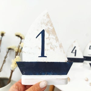Table Numbers Wedding Beach Theme Wedding Wood Sailboat Navy Ocean ...
