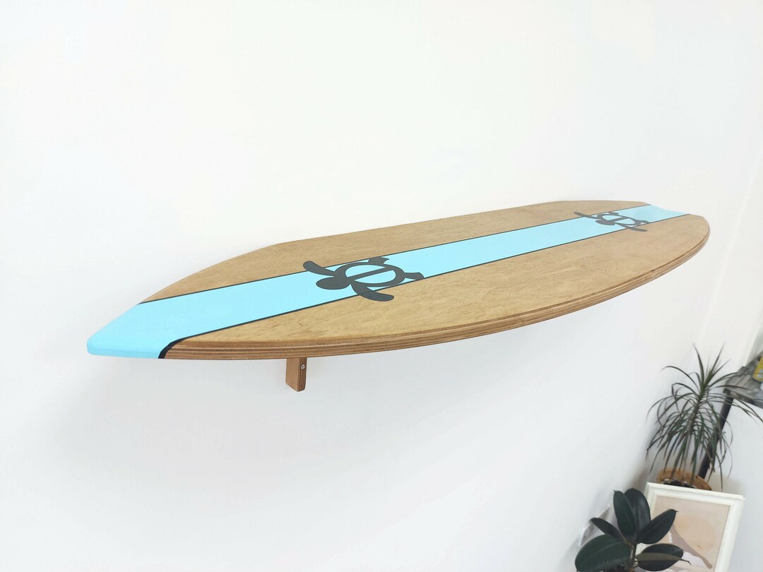 Wood Floating Surfboard Shelf With Sea Turtle Beach Themed Decor - Etsy
