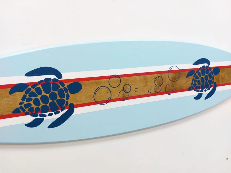 Surfboard Wall Art Decor With Sea Turtles Surf Sign Hawaiian Decor ...