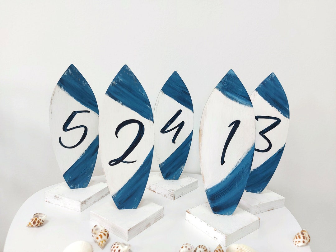 Surfboard Table Numbers for Beach Wedding Ocean Inspired Nautical Event ...