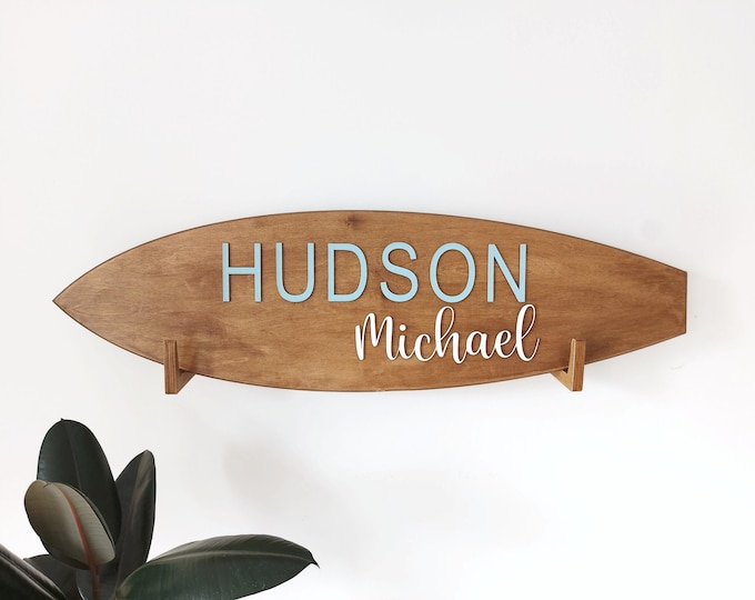 Surf Board Name Sign, Large Surfboard Decor, Large Surfboard Sign ...
