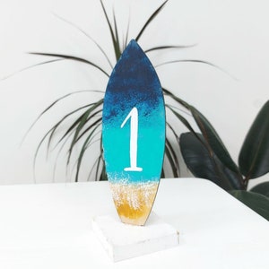 Table Numbers for Beach Wedding in Surfboard Shape Ocean Inspired ...