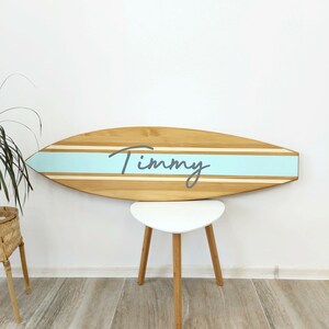Natural Wood Name Surfboard Sign Wall Art Nautical Nursery Above Crib ...