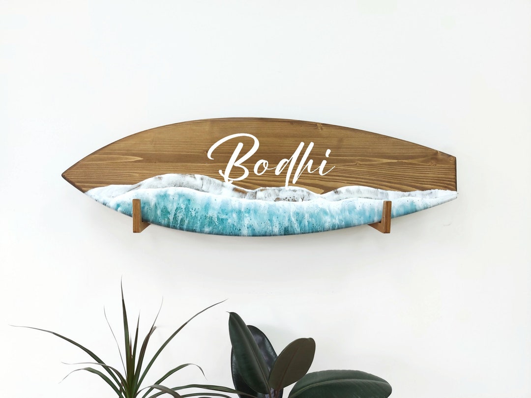 Personalized Surfboard Name Sign With Waves Wood Surfboard Wall Art ...