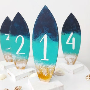 Beach Themed Table Numbers for Wedding Surfboard Fin Ocean Inspired ...