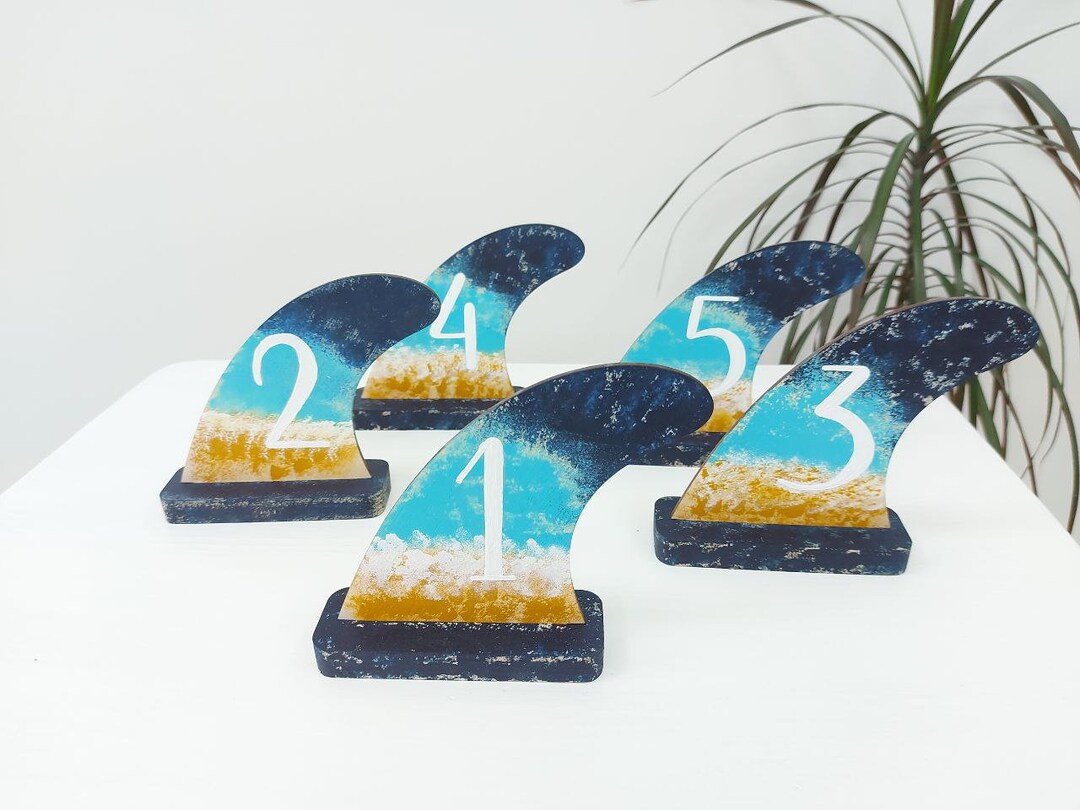 Beach Themed Table Numbers for Wedding Surfboard Fin Ocean Inspired ...