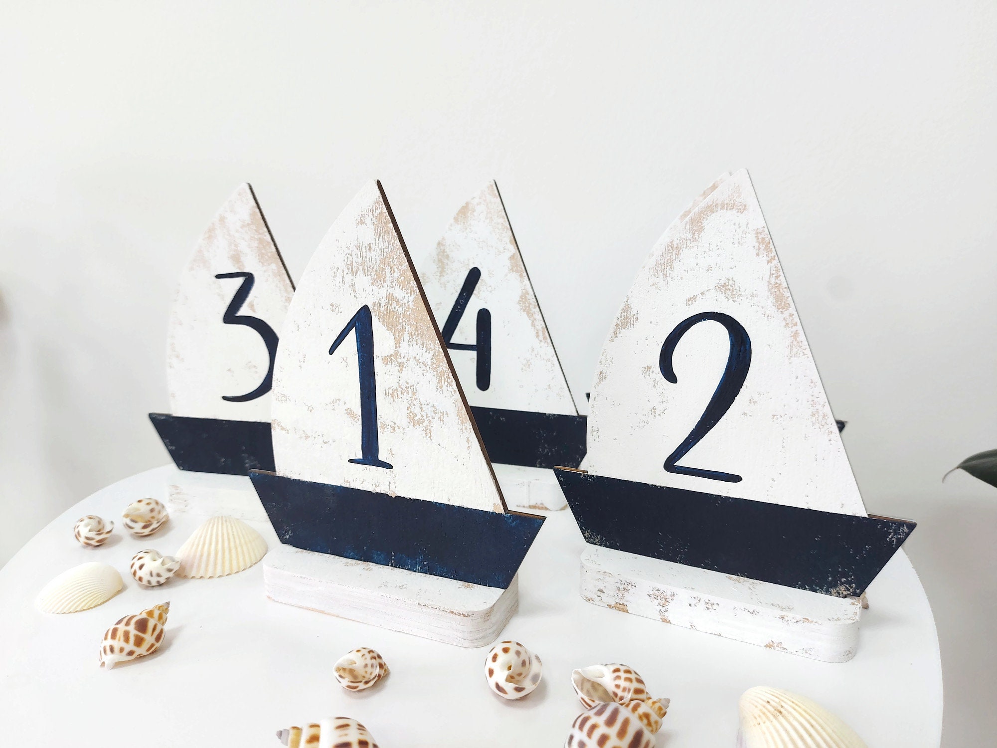 Table Numbers Wedding Beach Theme Wedding Wood Sailboat Navy Ocean ...