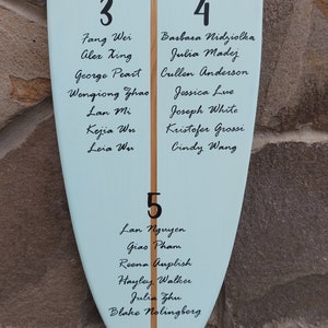 Beach Seating Chart Sign Hawaiian Wedding Decor Surfboard Guest List ...