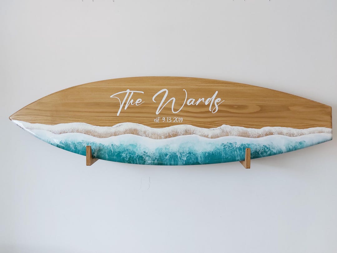 Personalized Surfboard Wedding Guest Book Alternative With Ocean Waves ...