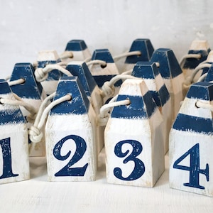 Nautical Wooden Table Numbers - Lobster Buoys - Coastal Centerpieces ...