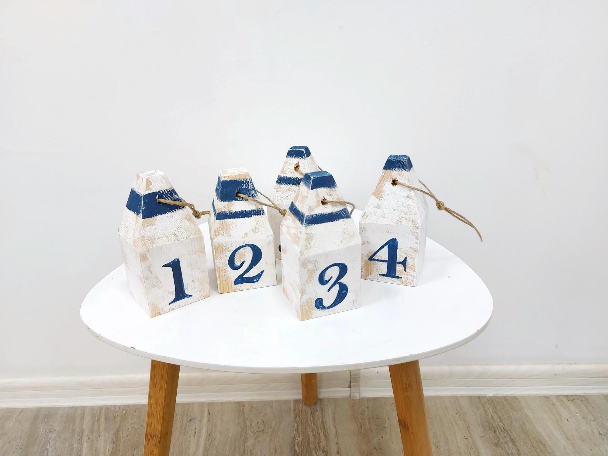 Nautical Wooden Table Numbers - Lobster Buoys - Coastal Centerpieces ...