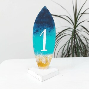 Beach Themed Table Numbers for Wedding Surfboard Fin Ocean Inspired ...