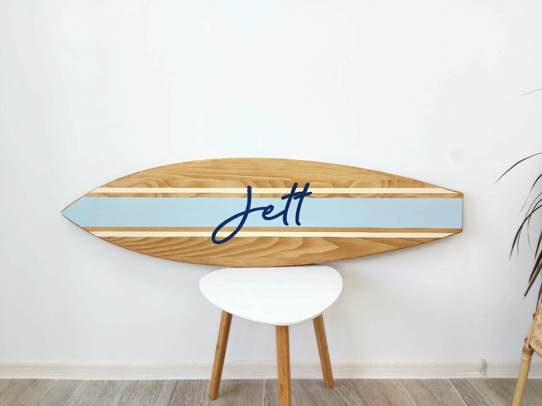 Wood Surfboard Wall Art - Above Crib Sign - Personalized Surfboard Name ...