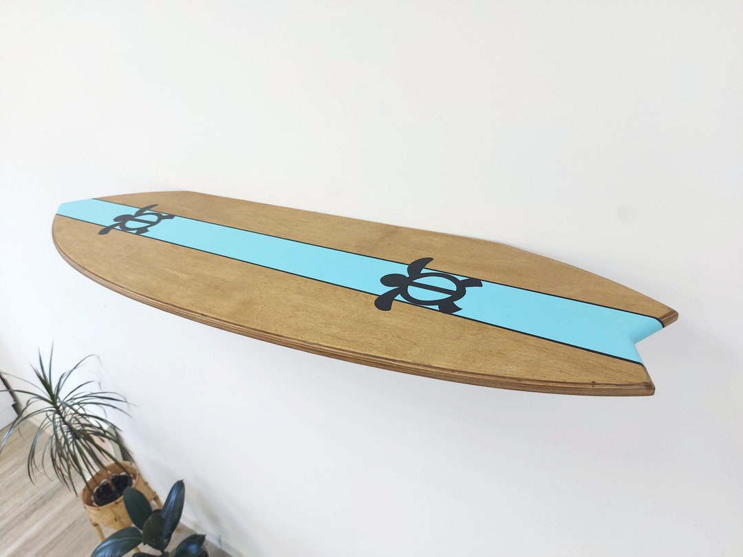Wood Floating Surfboard Shelf With Sea Turtle Beach Themed Decor - Etsy