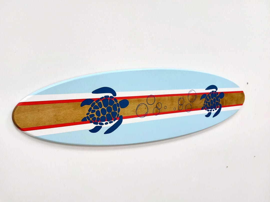 Surfboard Wall Art Decor With Sea Turtles Surf Sign Hawaiian Decor ...