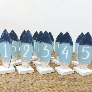 Table Numbers for Beach Wedding in Surfboard Shape Ocean Inspired ...