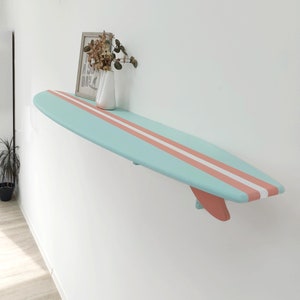 Wood Surfboard Shelf Mint Coral Beach Themed Decor Tabletop - Etsy