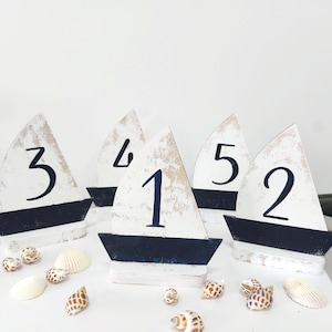 Table Numbers Wedding Beach Theme Wedding Wood Sailboat Navy Ocean ...