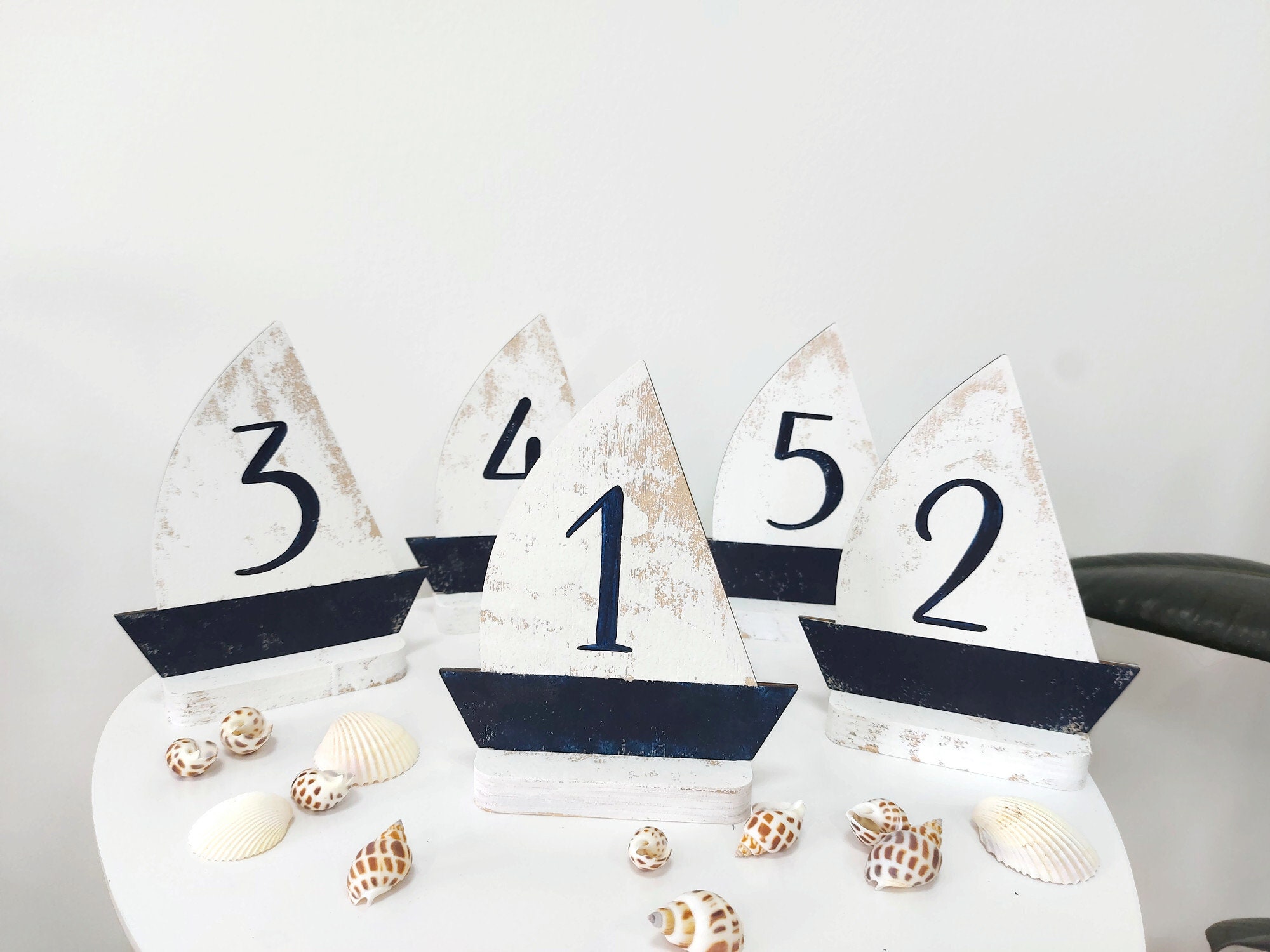 Table Numbers Wedding Beach Theme Wedding Wood Sailboat Navy Ocean ...