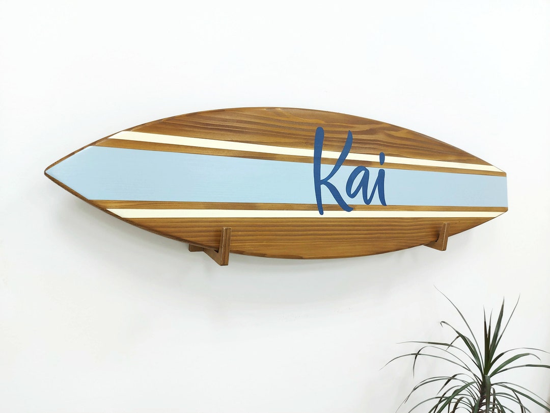 Decorative Surfboard Name Sign - Personalized Coastal Wood Wall Art for ...
