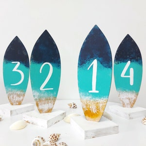 Beach Themed Table Numbers for Wedding Surfboard Fin Ocean Inspired ...