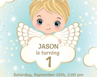 Little Angel Birthday Invitation Template Printable | Etsy