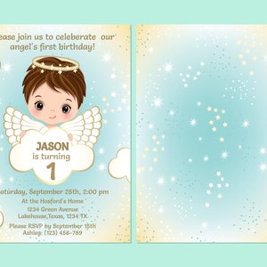 Little Angel Birthday Invitation Template Printable - Etsy