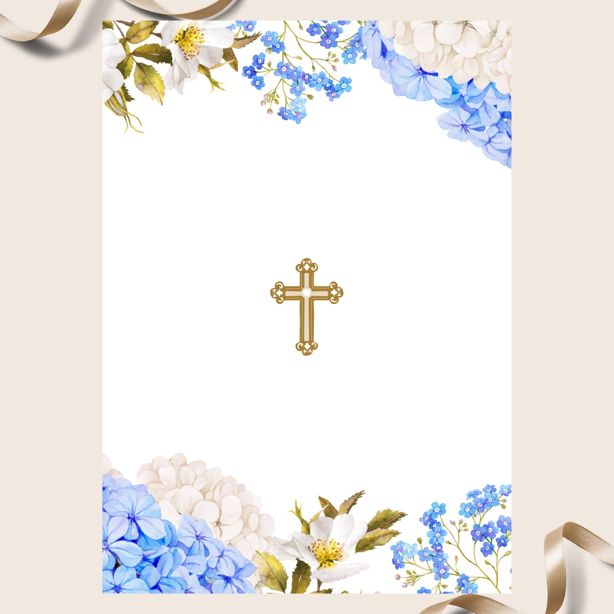 Boy First Holy Communion Invitation Template, Printable Invite for Cute ...