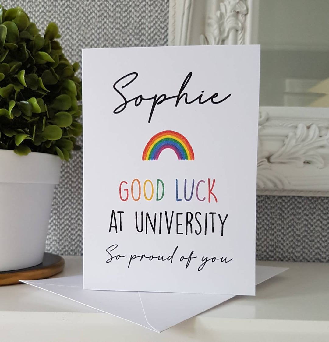 Personalised Good Luck at University Rainbow Card - Etsy