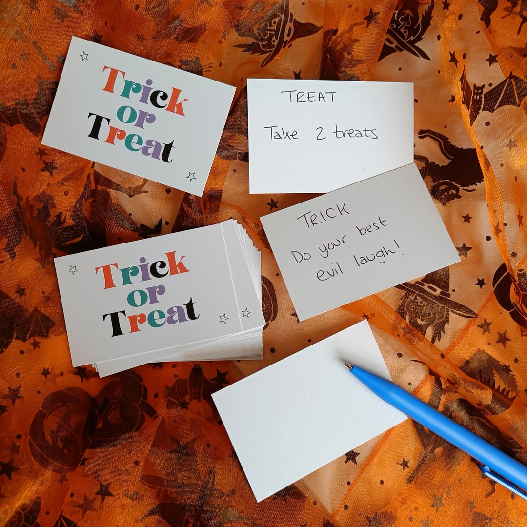 Trick or Treat Halloween Game Cards blank Backs Write Your - Etsy