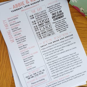 Personalised Wedding Programme Cards - Etsy UK