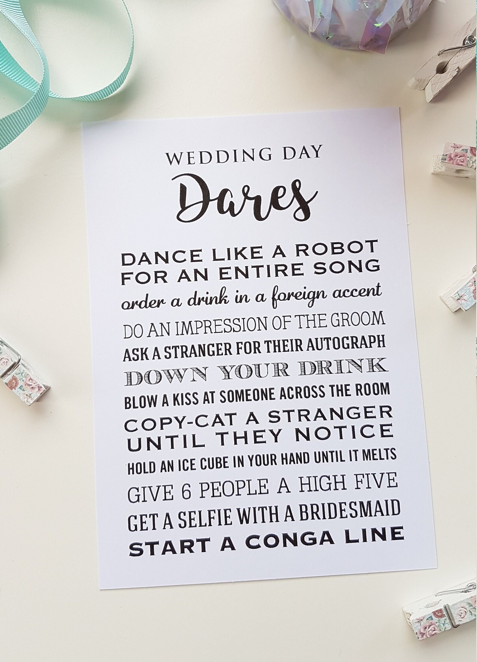 Wedding Dares Cards (pack of 5) - Etsy UK