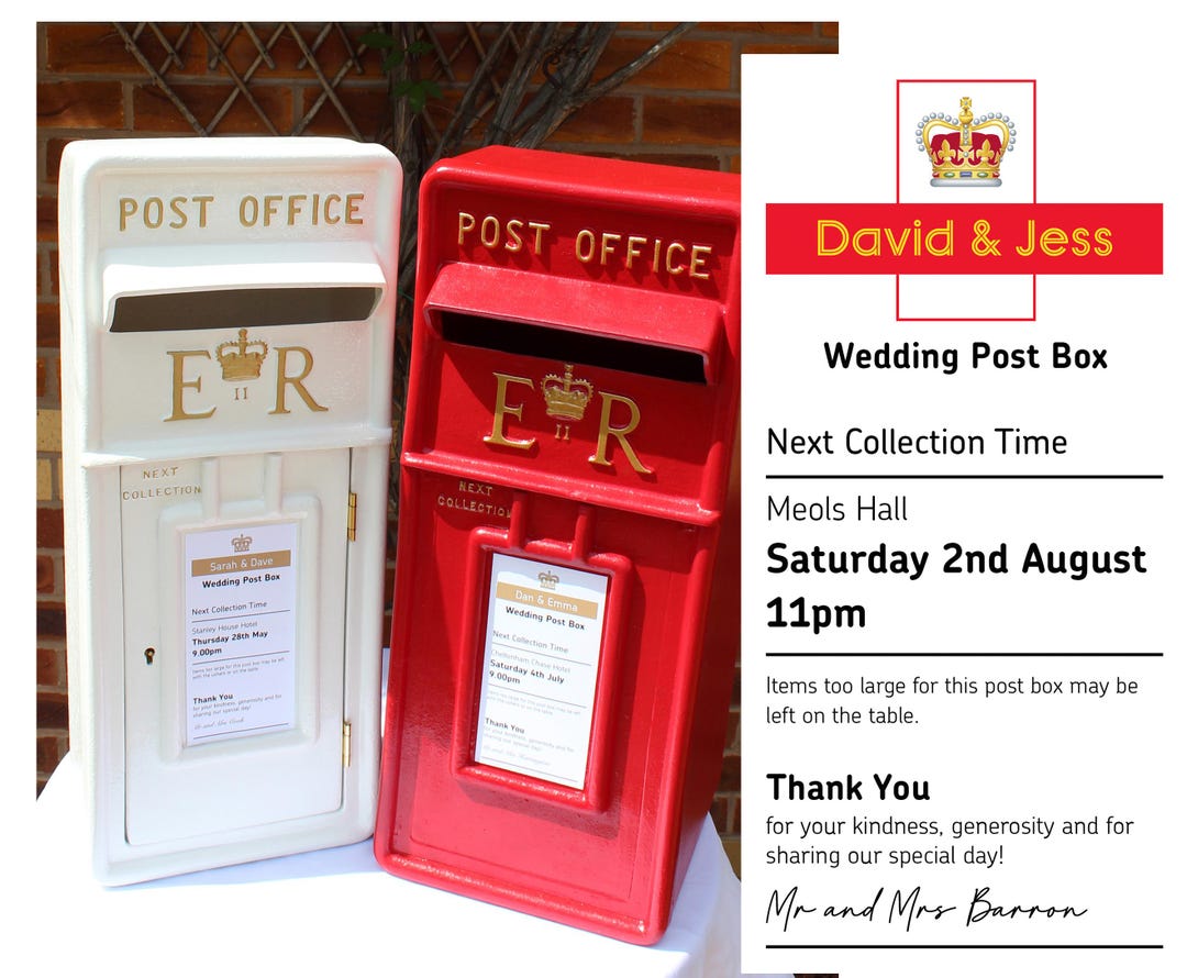 Red Style Post Box SIGN ONLY Any Size (for Weddings, Birthdays ...