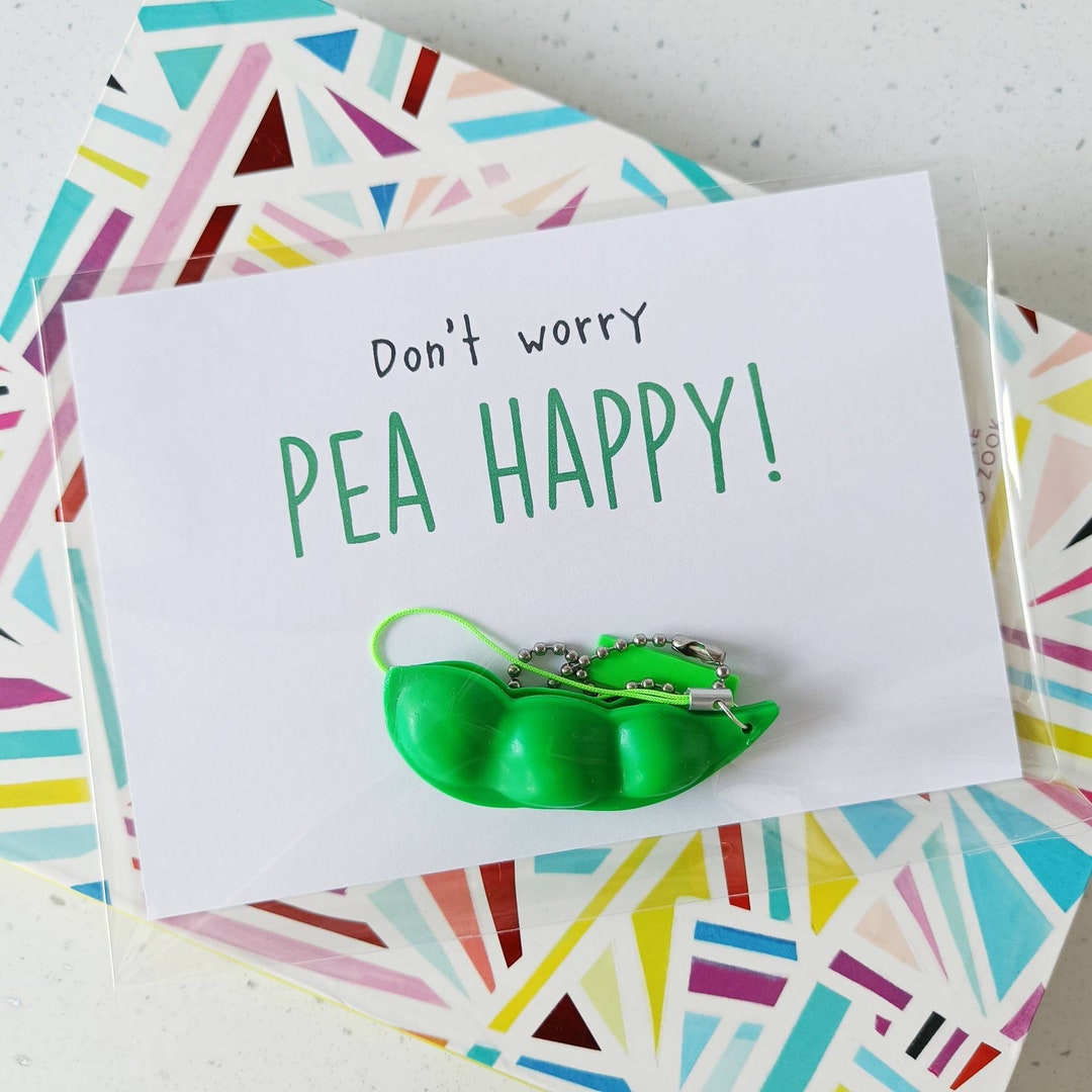 Don't Worry Pea Happy Peas in Pod Fidget Pop It Popper Keyring With ...