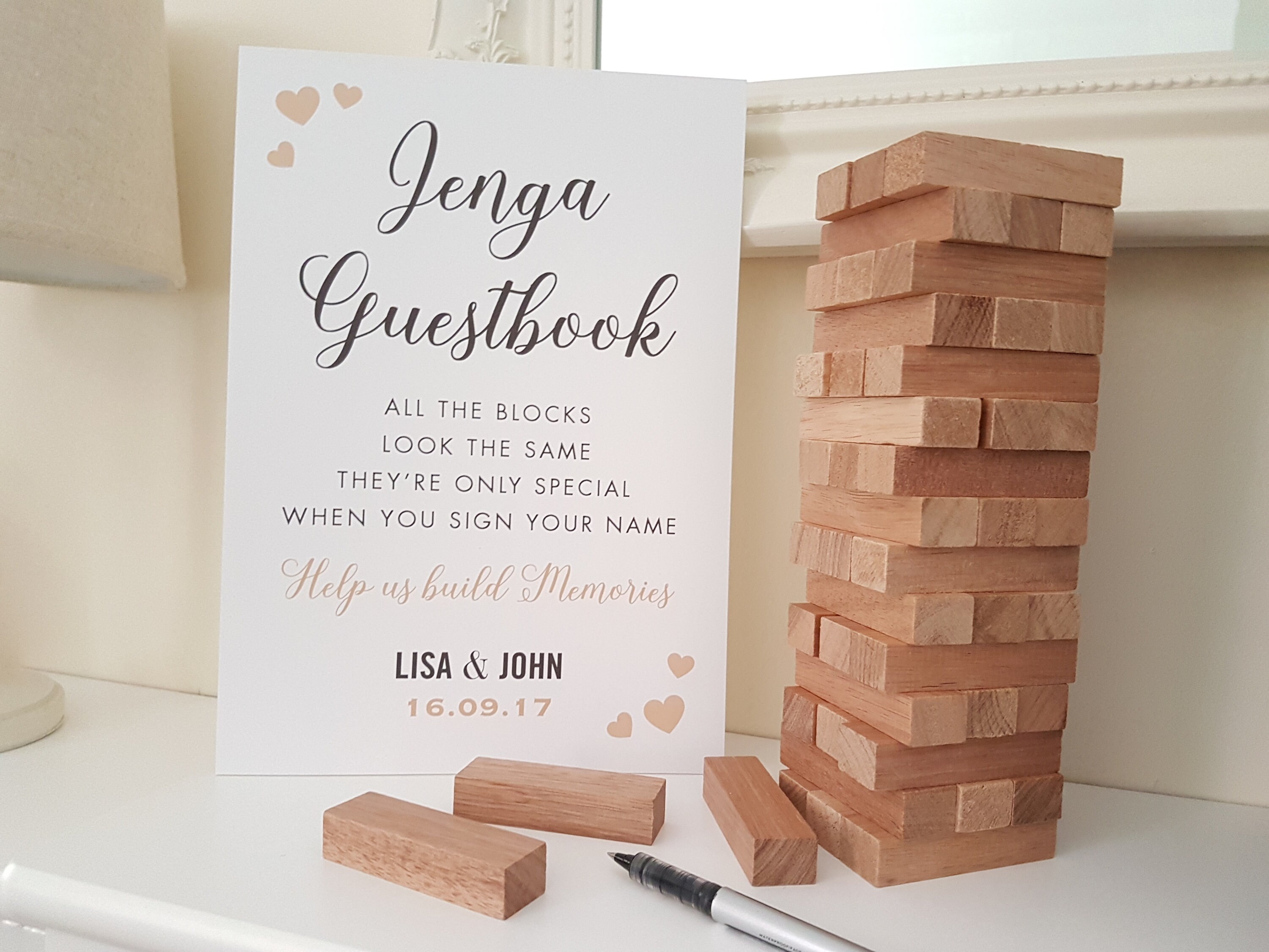 Jenga Guestbook Wedding Sign Floral Design - Etsy UK